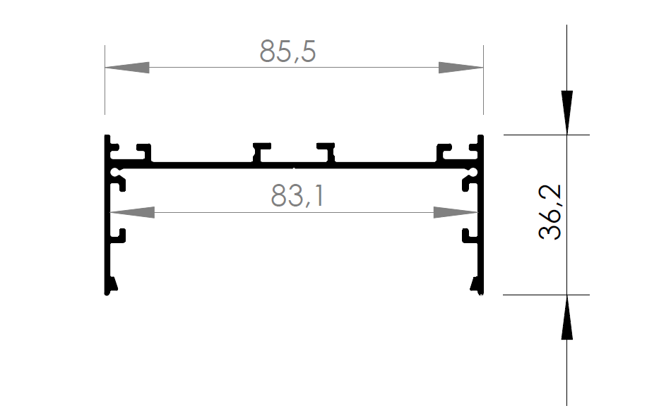 1080 ASL 80 mm Wide Linear Led Profile